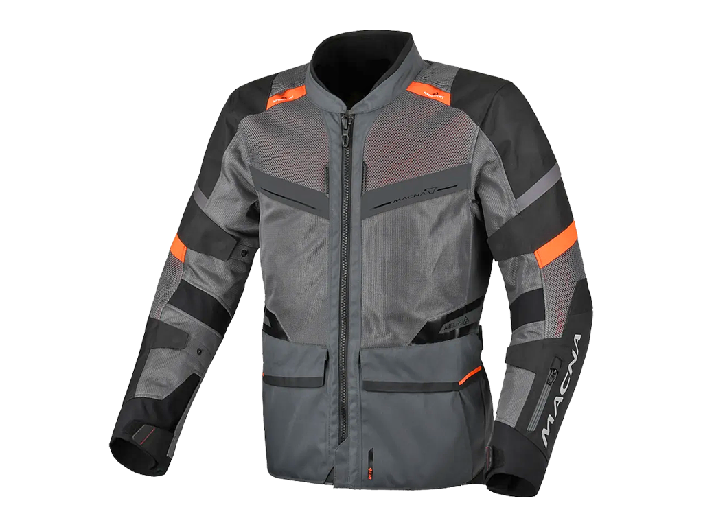 Мотокуртка MACNA CAPTANE ткань черный/темно серый с оранжевой полоской ...